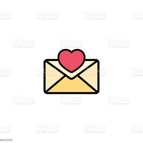 하트 아이콘 플랫 봉투 사랑 이야기 기호 발렌타인 데이 컨셉 격리된 흰색 배경의 벡터입니다 Eps 10 공예에 대한 스톡 벡터 아트 및 기타 이미지 Istock