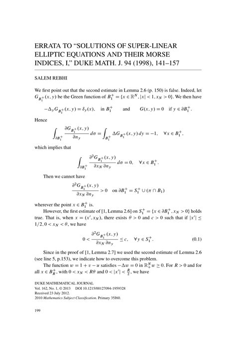 Pdf Errata To “solutions Of Super Linear Elliptic Equations And Their