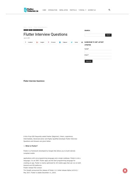 Fluttertutorial In Flutter Interview Questions Pdf Class Computer
