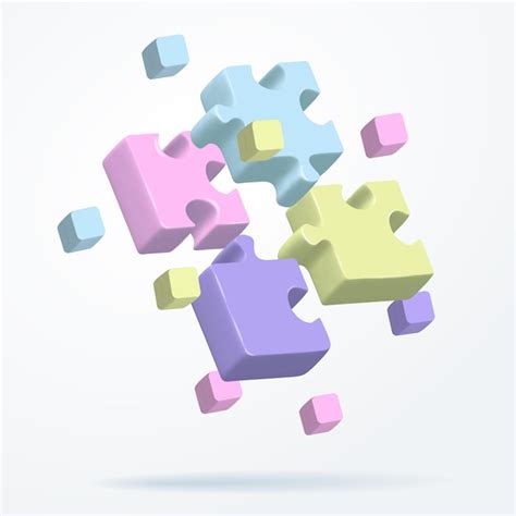 Premium Vector Jigsaw Puzzle Isplated Concept Tiling Puzzle Flying In The Air Colorful Pastel