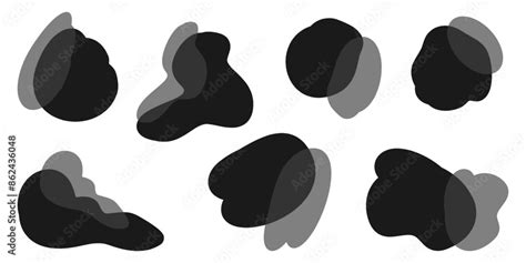 Doodle Blob Shapes Vector Set Random Blotch Inkblot Stone Silhouette Ink Stain Organic