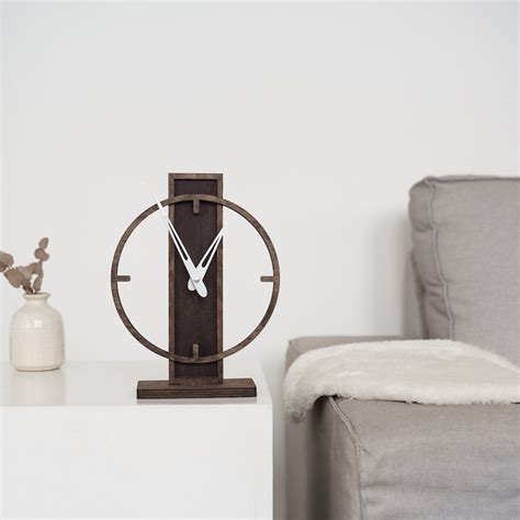 Minimalist Clock Wood Modern Table Clock Wood Tabletop Clock Table