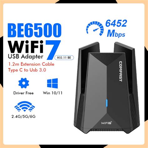 Wifi 7 Usb Adapter 6Ghz 5G 2G Wifi7 Cle USB3 0 Receiver Antena Para PC Network Card Free Drive