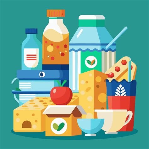 Colorful Breakfast Items Illustrated Food And Drink Collection Premium Ai Generated Vector