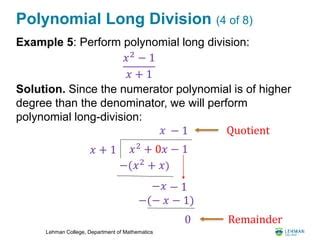 Lesson 22 Polynomial Long Division PPTX