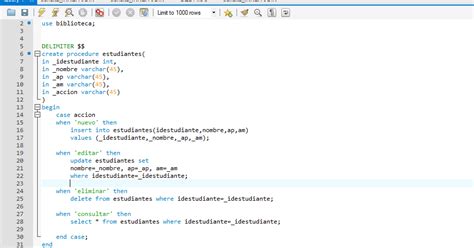 BrenVega Procedimientos Almacenados De MYSQL