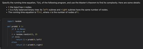 Solved Specify The Running Time Equation T N Of The Chegg