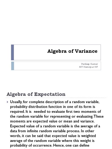 5 Algebra Of Variance Pdf