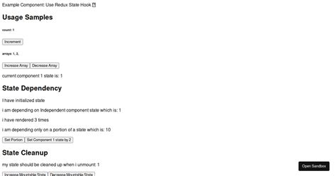 use redux states examples codesandbox