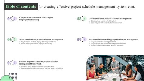 Table Of Contents For Creating Effective Project Schedule Management System PPT Template