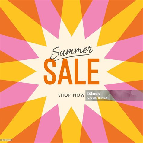 태양 큰 여름 판매 배너입니다 광선이 있는 태양 인쇄 또는 웹에 대 한 여름 템플릿 포스터 디자인입니다 세일에 대한 스톡 벡터 아트 및 기타 이미지 Istock