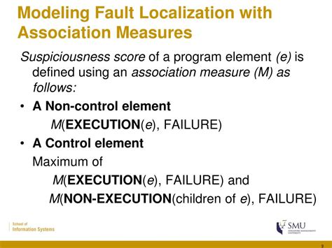 Ppt Comprehensive Evaluation Of Association Measures For Software Fault Localization