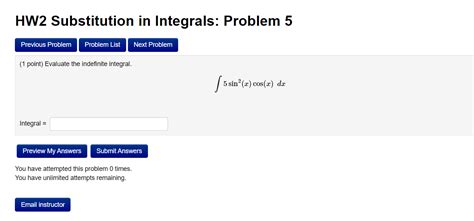 solved hw2 substitution in integrals problem 4 previous