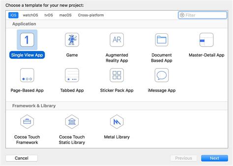 測試建立新專案時，選擇不同的樣版，生成的 app 有什麼差異 xcode提供不同的template可以做使用 by emily lin