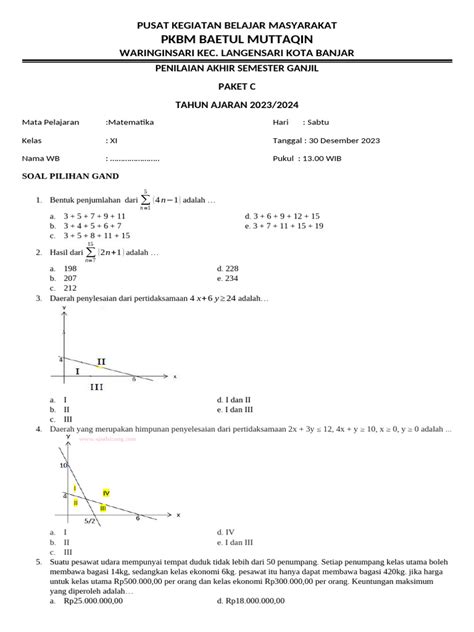 Soal Pas Mtk Wjib Xi 2425 Pdf