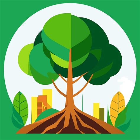 Flat Tree Planting Illustration Digital Vector Ecotheme Premium Ai
