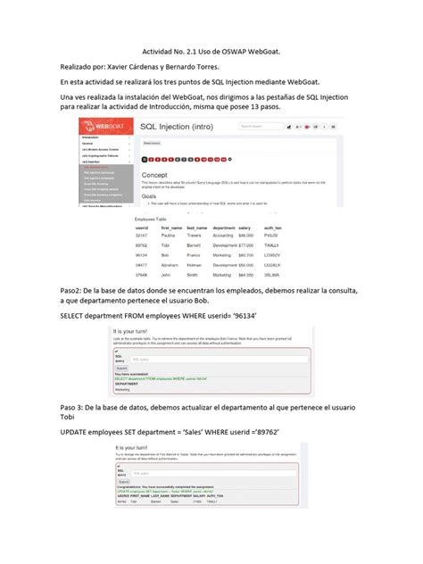 Actividad Sql Injection Cardenas Torres Pdf Sql Datos De