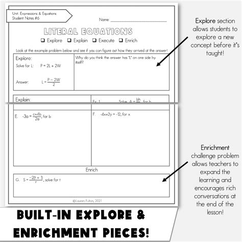 Literal Equations Notes And Video Lesson Lauren Fulton Math