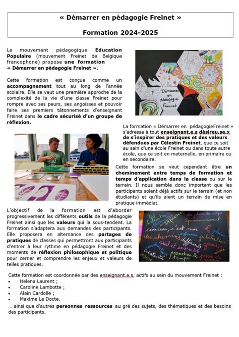 Formation Démarrer En Pédagogie Freinet Éducation Populaire