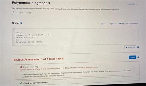 Solved Polynomial Integration 1 My Solutions Find The
