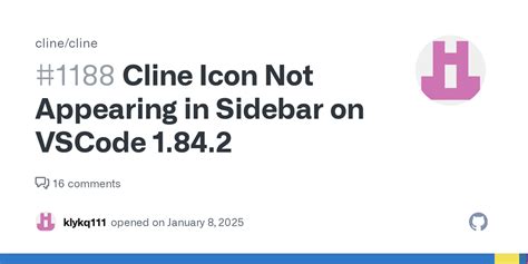 Cline Icon Not Appearing In Sidebar On Vscode 1 84 2 · Issue 1188