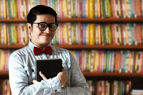 Premium Photo Portrait Of Nerd With Glasses