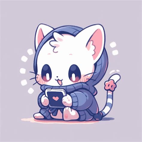 Premium Ai Image Cute Cat With Phone