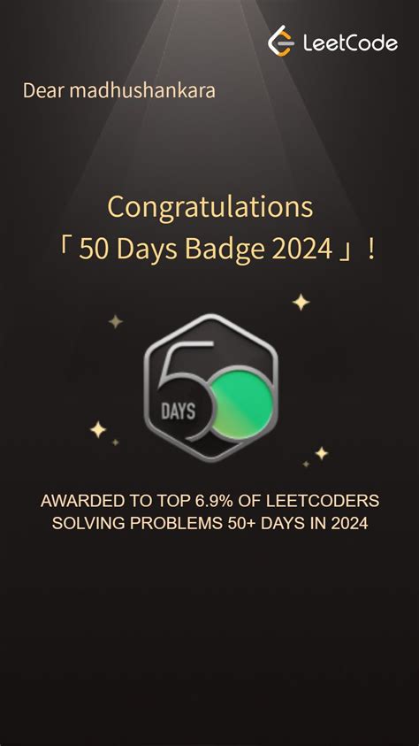 Completed 50 Day Streak On Leetcode Madhu Shankara G S Posted On The Topic Linkedin