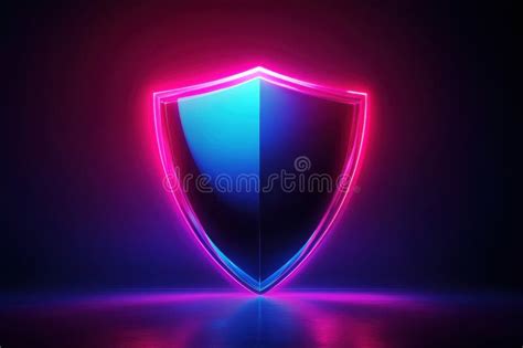 Futuristic Security Background Featuring A Glowing Shield Symbol With Neon Lights In A Digital