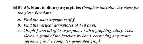 solved 51 56 slant oblique asymptotes complete the