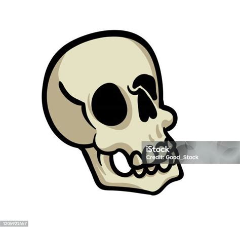 만화 인간의 두개골입니다 흰색 배경에 격리된 플랫 벡터 그림입니다 가공의 인물에 대한 스톡 벡터 아트 및 기타 이미지 가공의 인물 골절 공포 무서움 Istock
