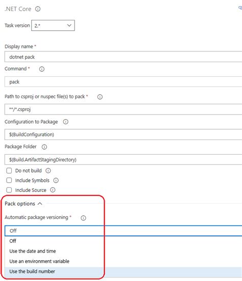 build dotnetcorecli 2 pack task ignores version suffix directive