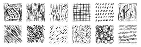 Set Of Hand Drawn Pencil Crosshatch Shapes Doodle Vector Image