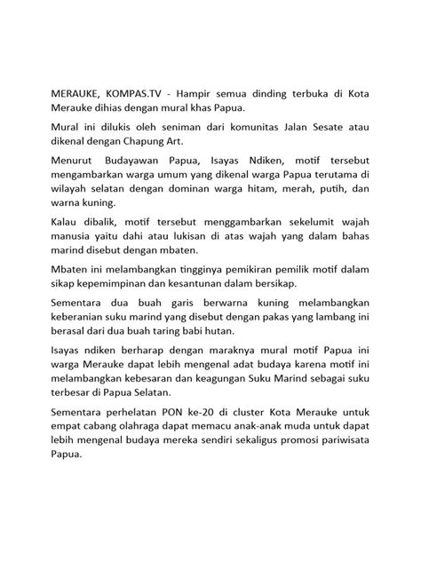Mural Papua Warisan Budaya Di Merauke Pdf