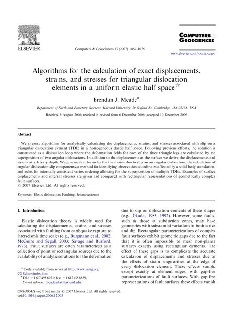pdf algorithms for the calculation of exact displacements strains