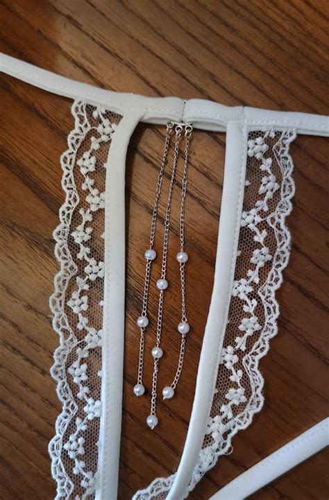 White Embroidered Tulle Open Thong Signature Jewel Lola Luna