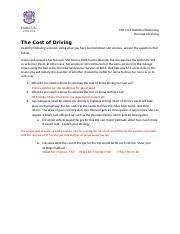 The Cost Of Driving 1 Docx MTH 111 Statistical Reasoning The Cost Of Driving The Cost Of