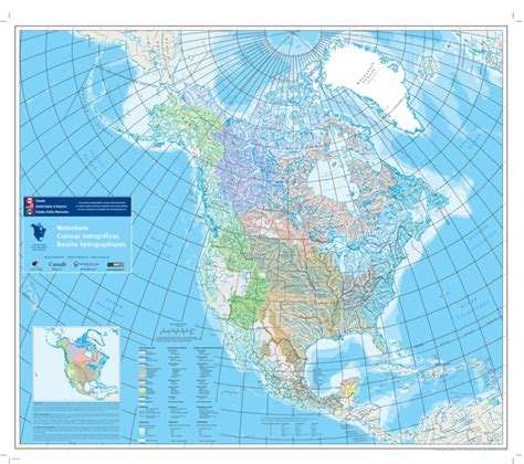 Watersheds Of North America Wall Map This Map Shows Watershed Basins