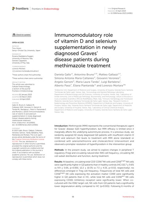 Pdf Immunomodulatory Role Of Vitamin D And Selenium Supplementation In Newly Diagnosed Graves
