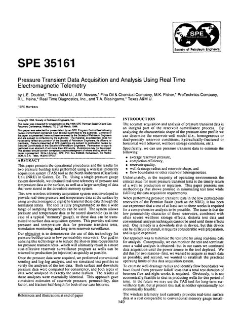 Pdf Pressure Transient Data Acquisition And Analysis Using Real Time Electromagnetic Telemetry