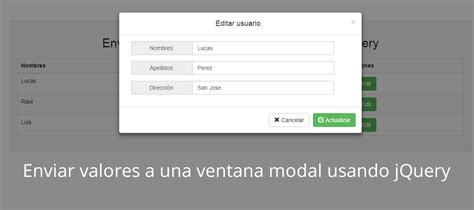 Enviar Valores A Una Ventana Modal Usando Jquery