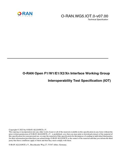 O Ran Wg5iot0 V0700 O Ran Open F1w1e1x2xn Interface Working Group Interoperability