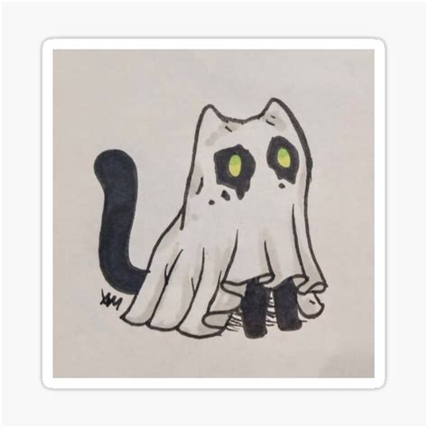 Cat Ghost Sticker For Sale By Scribblespooks Redbubble