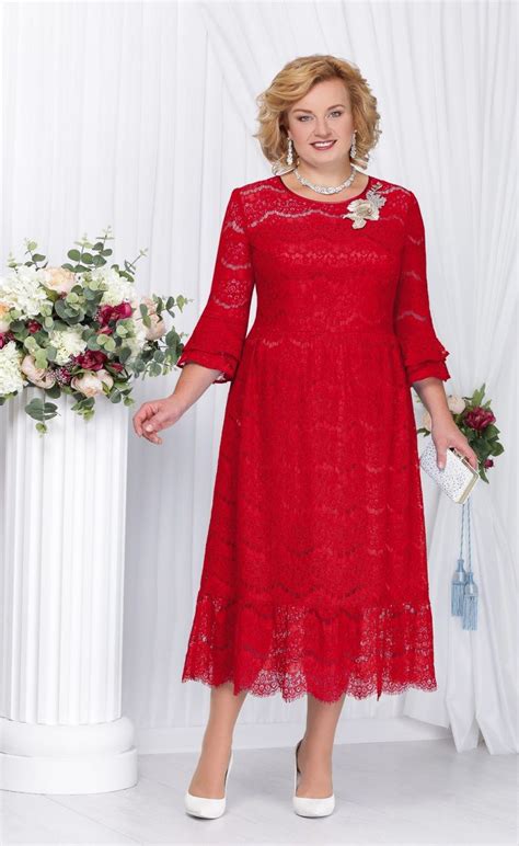 Платье Нинель арт. 2121 красный | Lace dress design, Plus size gowns ...