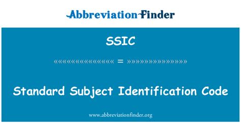 Ssic Definition Standard Subject Identification Code Abbreviation Finder