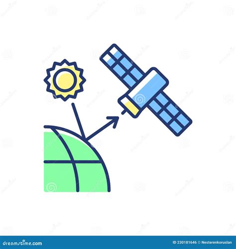 Remote Sensing Satellite Blue Green Rgb Color Icon Stock Vector