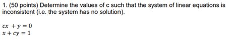 Solved Points Determine The Values Of C Such That Chegg
