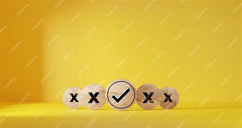 Premium Photo Checklist Wooden Label With Tick Mark Icons For Task