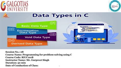 Data Types In C Programming Pptx