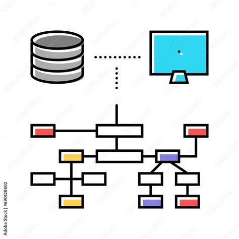 Relational Database Color Icon Vector Relational Database Sign